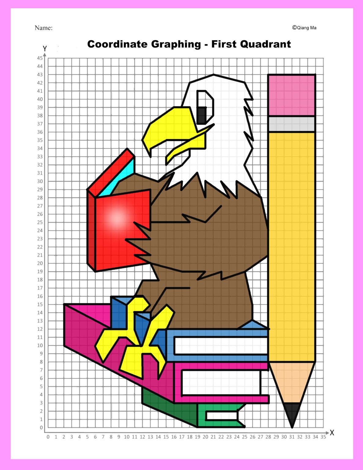 Back to School Coordinate Plane Graphing Picture: Reading Eagle - Made ...