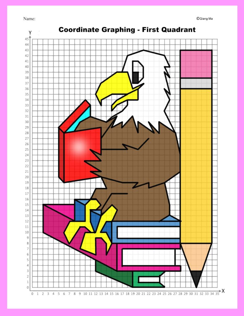 Back to School Coordinate Plane Graphing Picture: Reading Eagle | Made ...