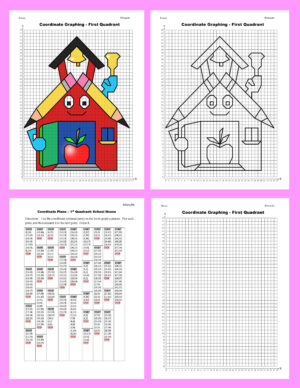Back to School Coordinate Plane Graphing Picture: School House | Made ...