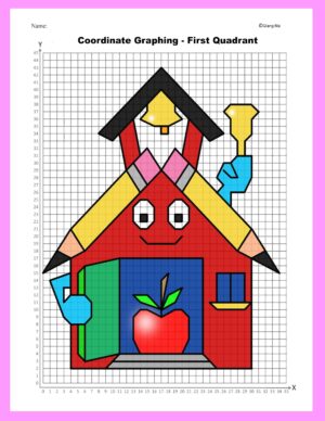 Back to School Coordinate Plane Graphing Picture: School House | Made ...
