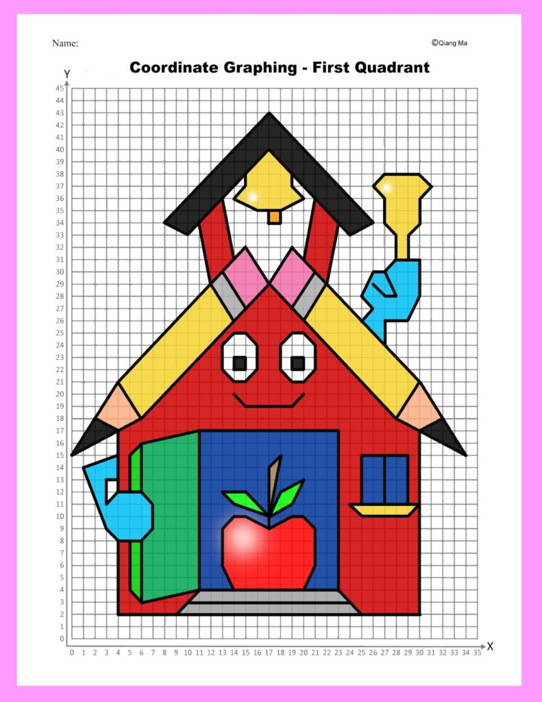 Back to School Coordinate Plane Graphing Picture: School House | Made ...