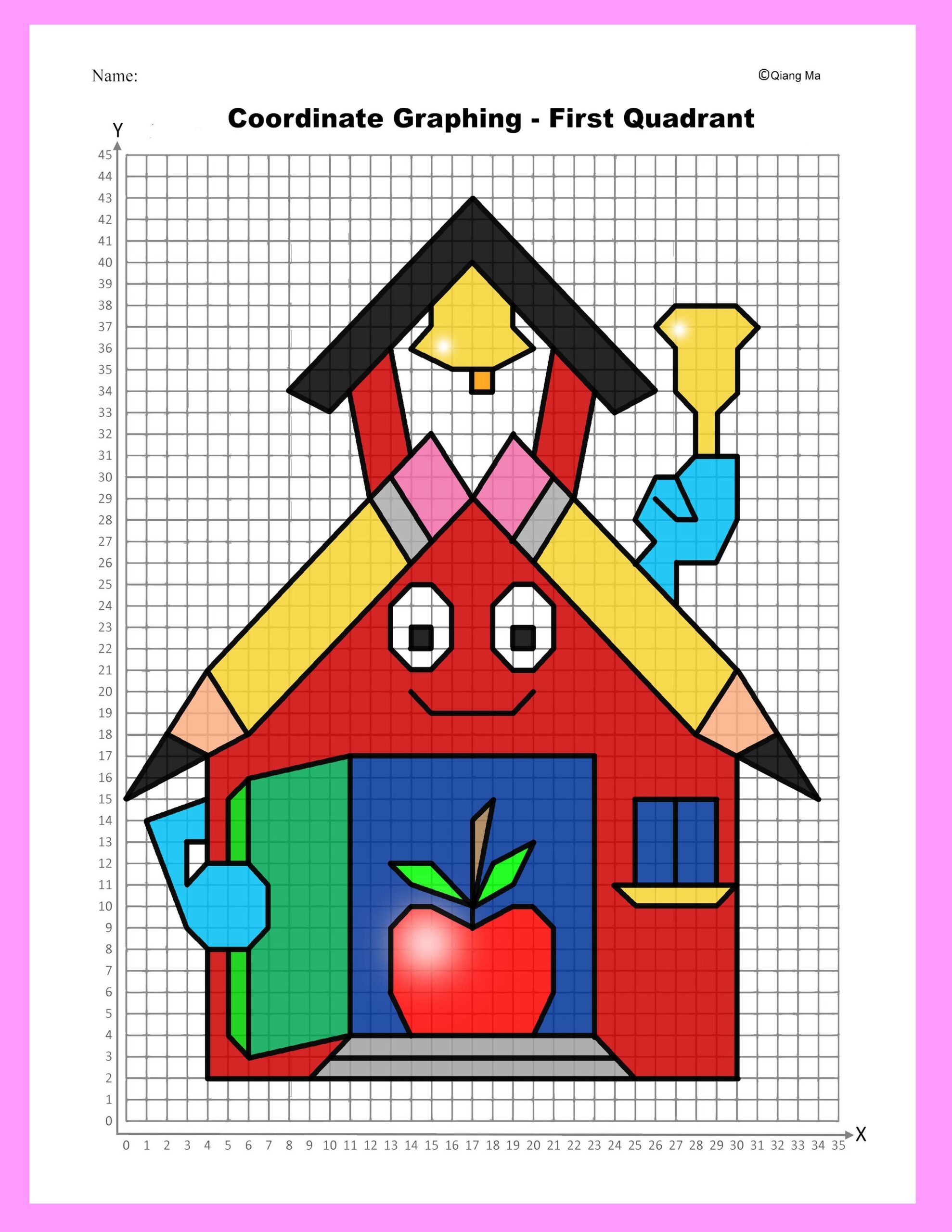 Back to School Coordinate Plane Graphing Picture: School House | Made ...