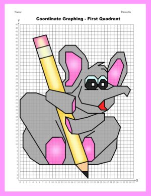 Back to School Coordinate Plane Graphing Picture: Writing Elephant ...