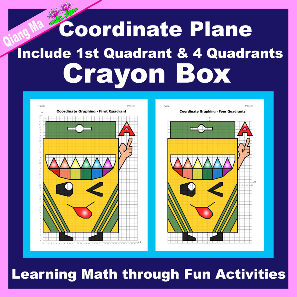 Back to School Coordinate Plane Graphing Picture: School Supply 4 in 1 ...