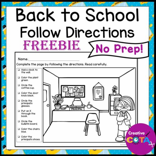No Prep School Following Directions Coloring Activity for Listening ...
