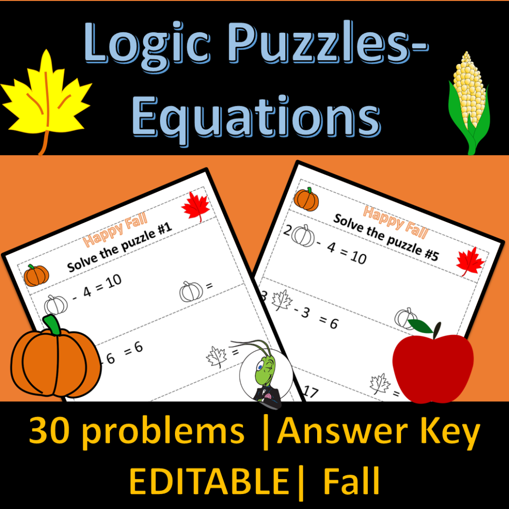 Fall Themed Solving Equations Logic Puzzles - Made By Teachers