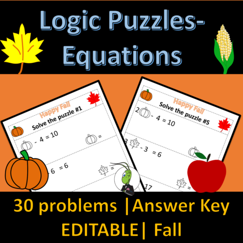 Fall Themed Solving Equations Logic Puzzles - Made By Teachers