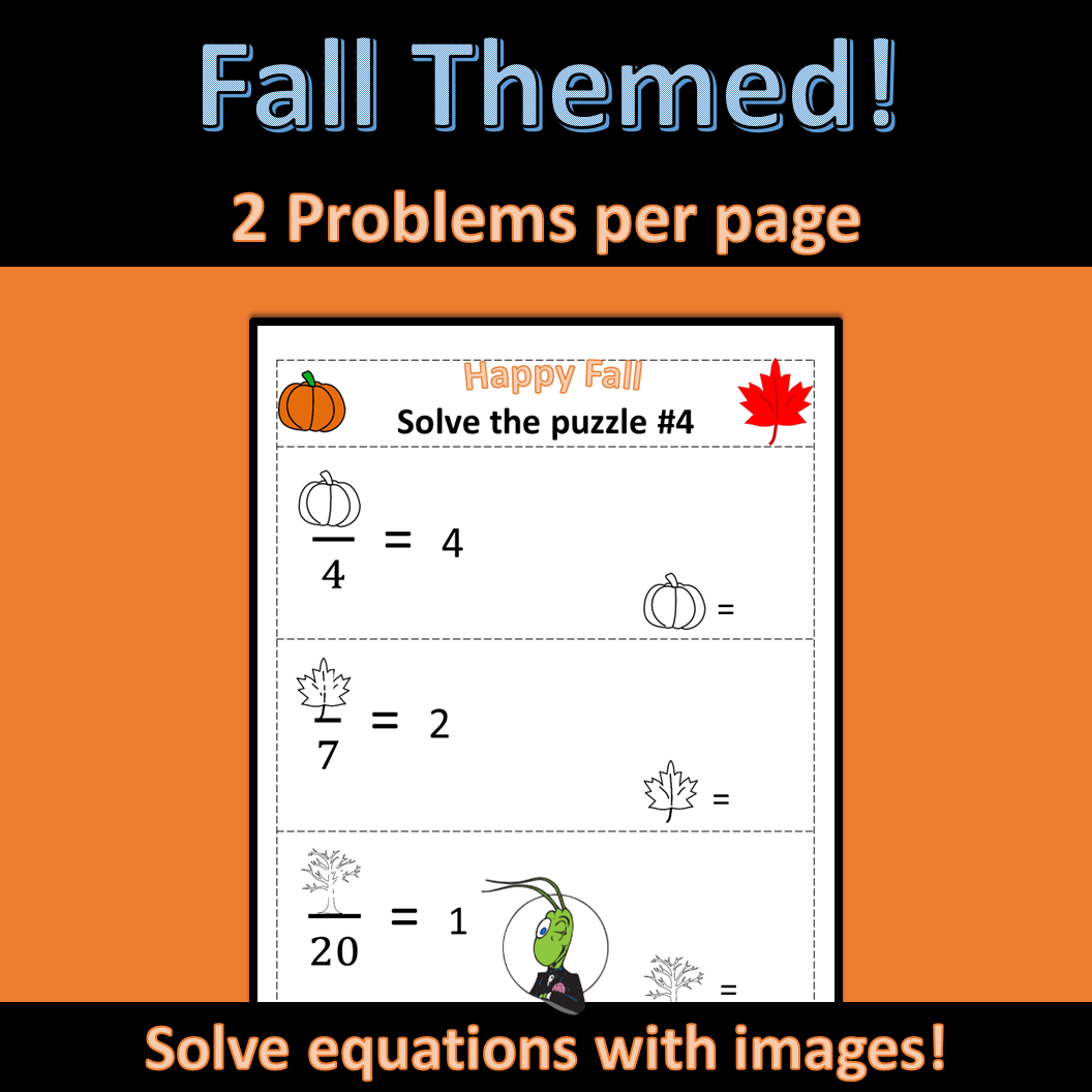 Fall Themed Solving Equations Logic Puzzles - Made By Teachers