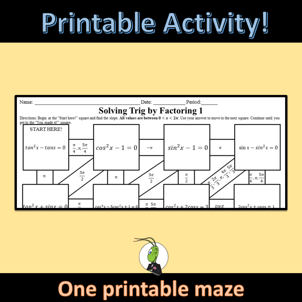 Solving Trig by Factoring Maze Activity | Google and Printable | Made ...