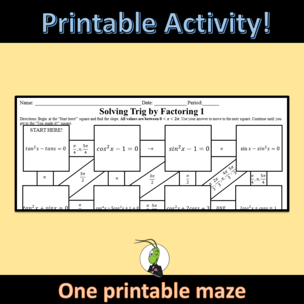 Solving Trig by Factoring Maze Activity | Google and Printable | Made ...