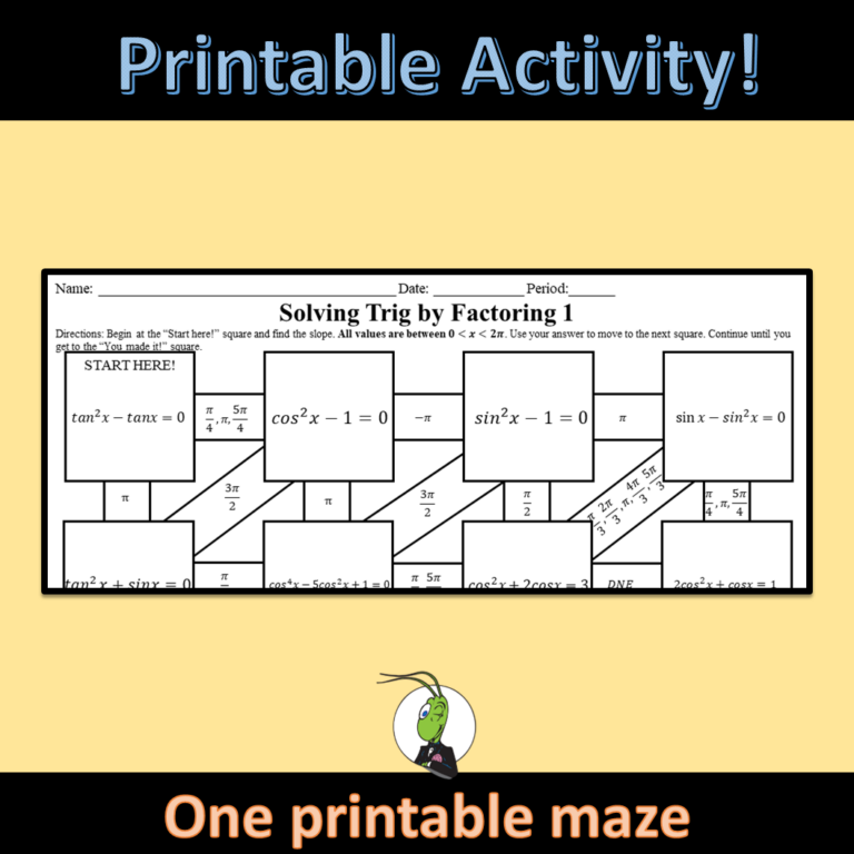 Solving Trig by Factoring Maze Activity | Google and Printable | Made ...