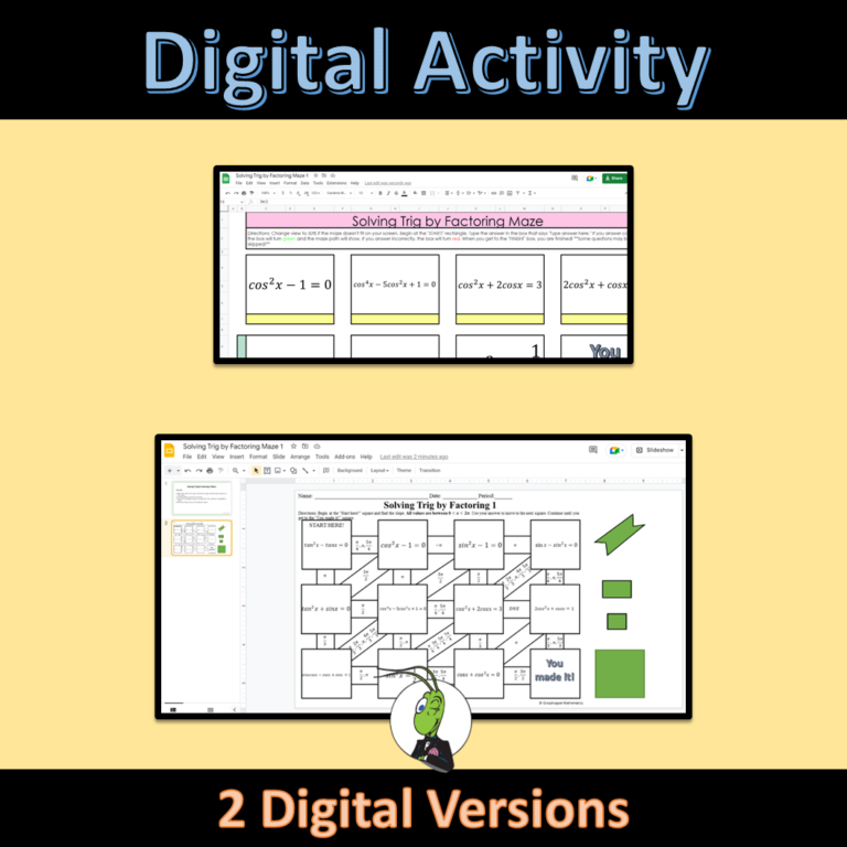 Solving Trig by Factoring Maze Activity | Google and Printable | Made ...