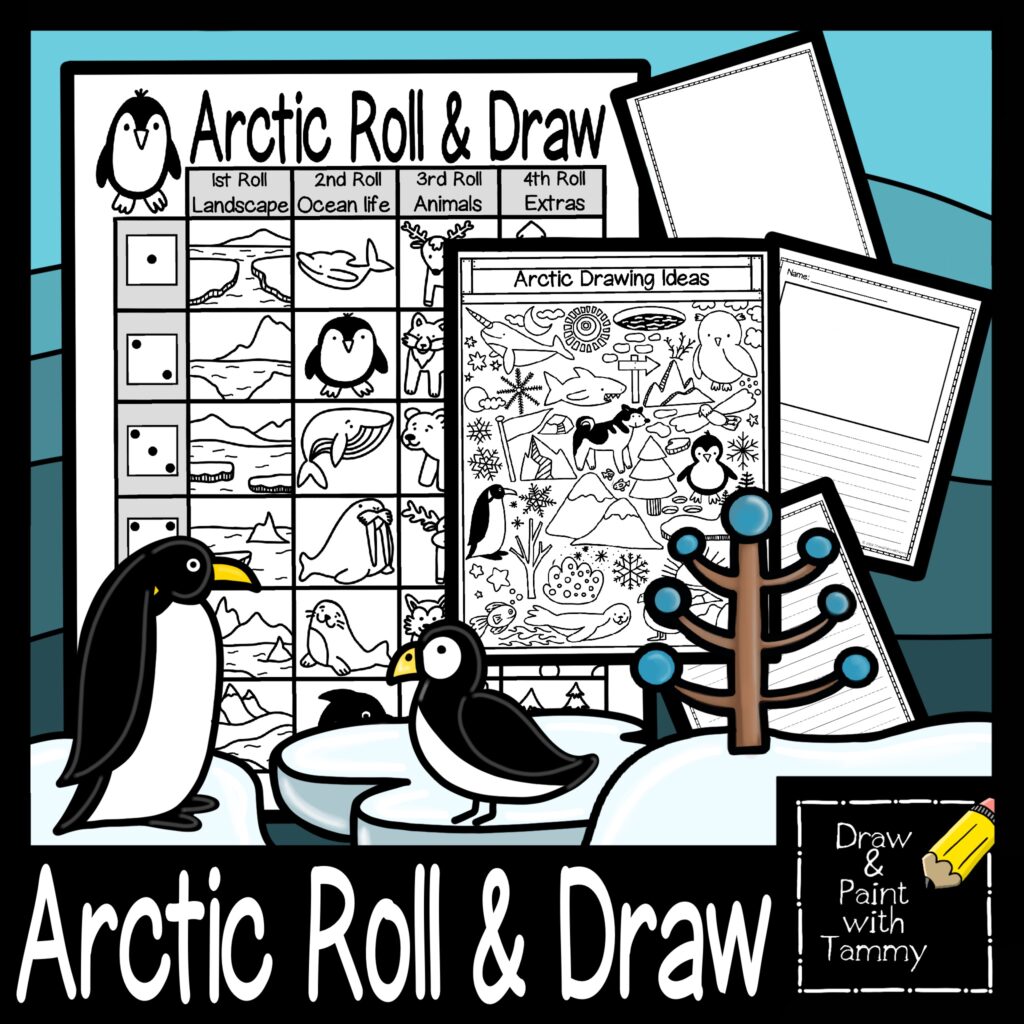 Arctic Landscape Themed Roll and Draw Printable Art Game and Art Sub ...