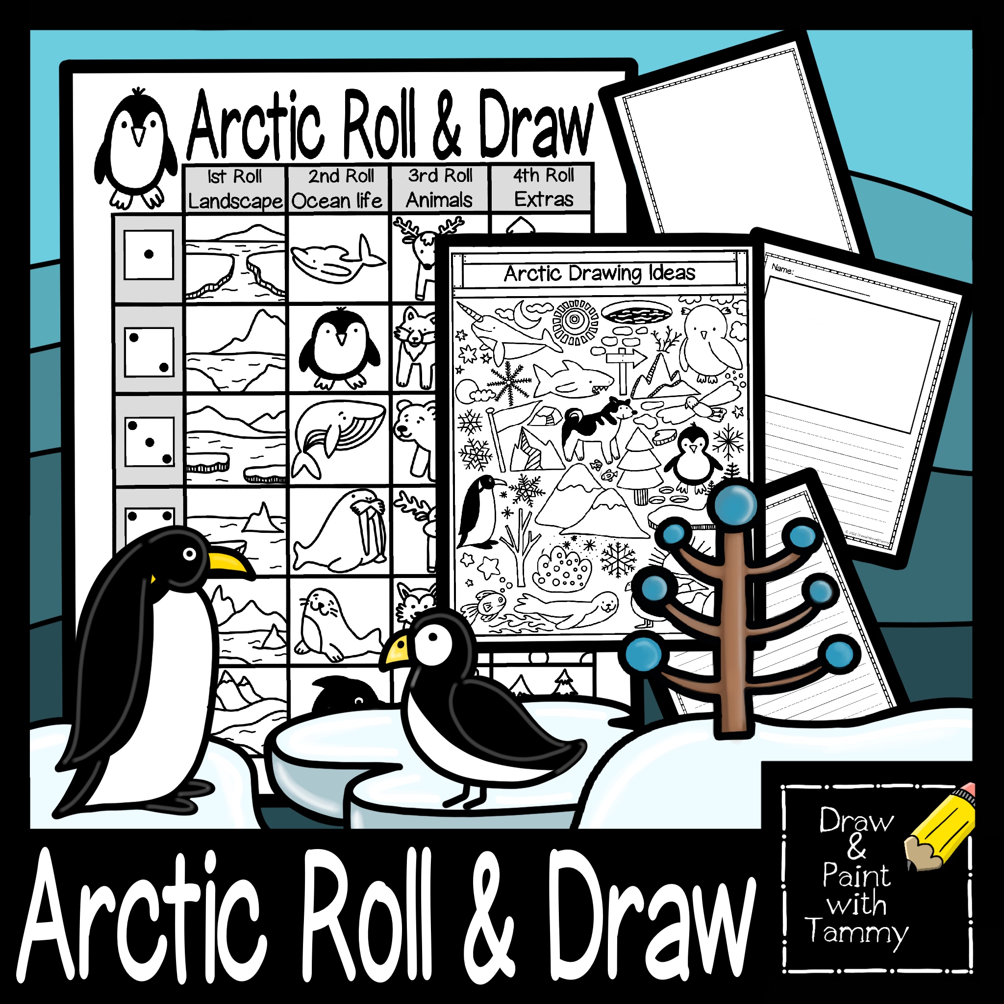 Video Game Roll and Draw Printable Art Game and Art Sub Lesson | Made ...