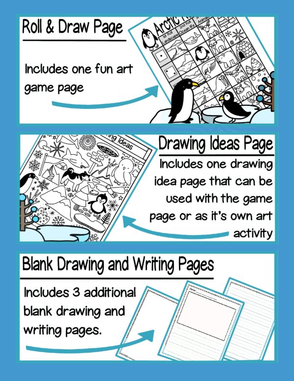 Arctic Landscape Themed Roll and Draw Printable Art Game and Art Sub ...