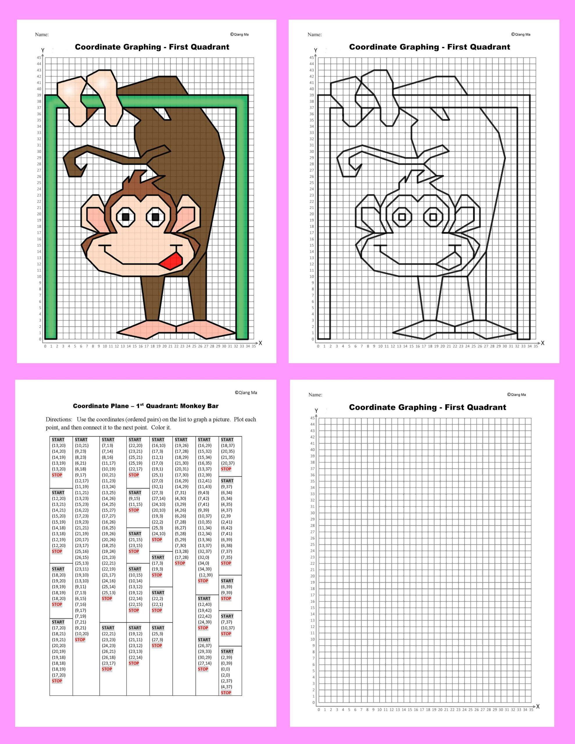 Back to School Coordinate Plane Graphing Picture: Monkey Bar | Made By ...