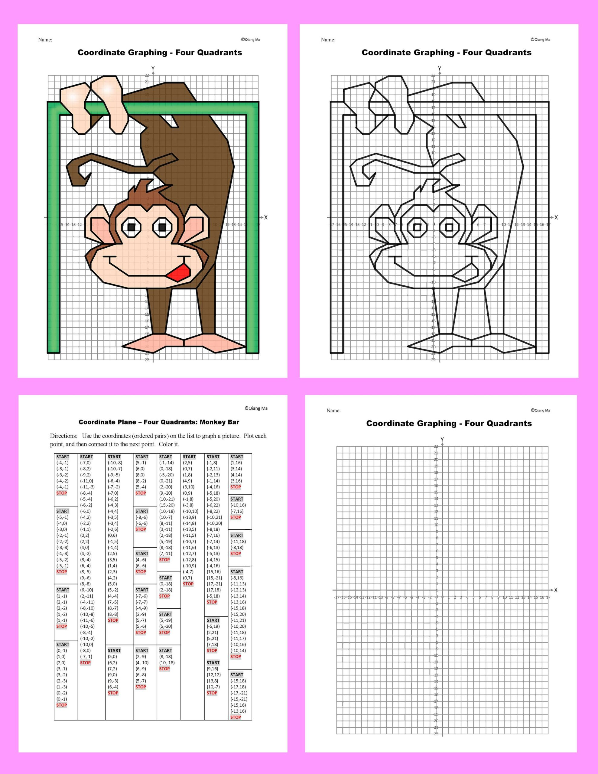 Back to School Coordinate Plane Graphing Picture: Monkey Bar | Made By ...