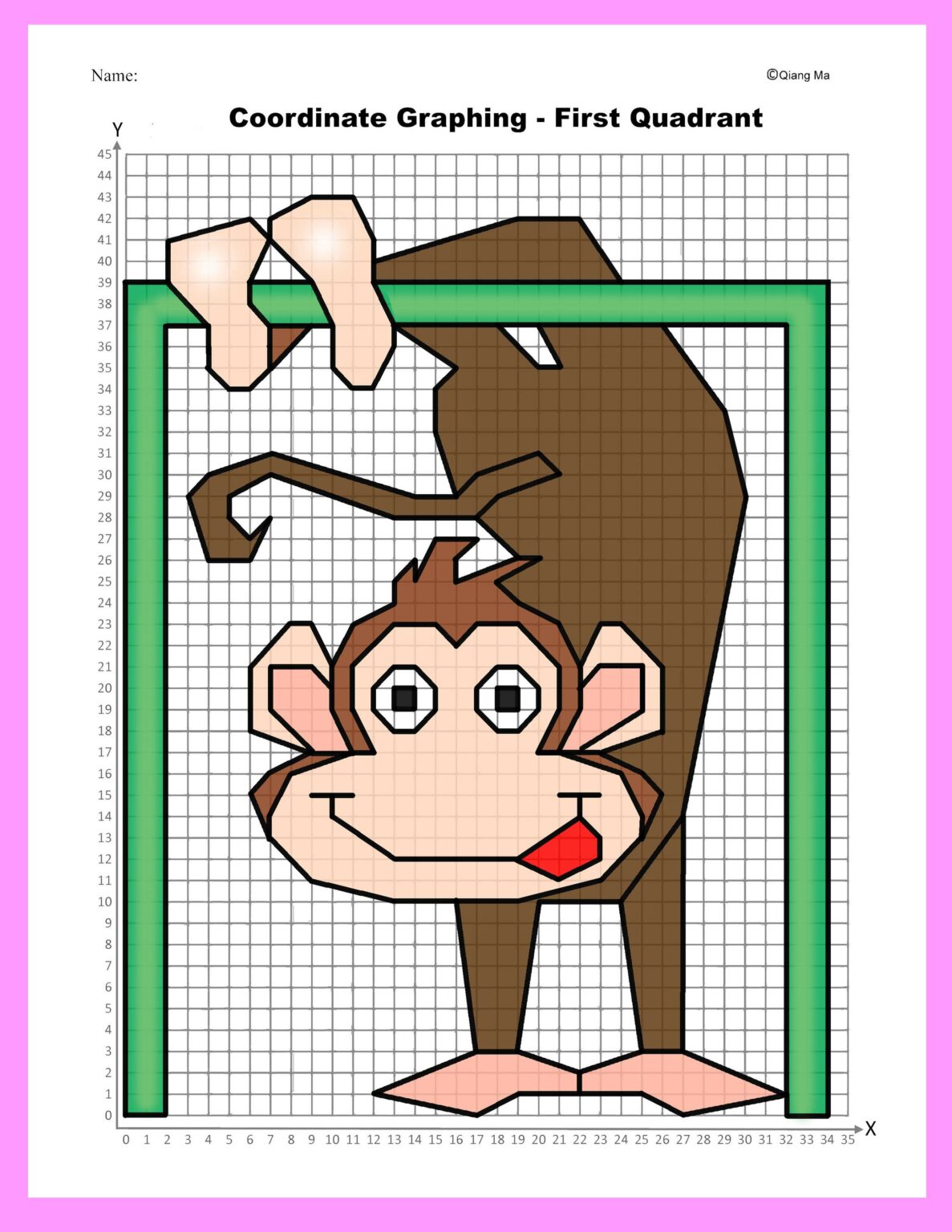 Back to School Coordinate Plane Graphing Picture: Monkey Bar | Made By ...