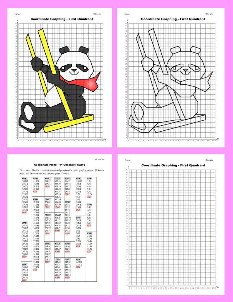 Back to School Coordinate Plane Graphing Picture: Swing | Made By Teachers