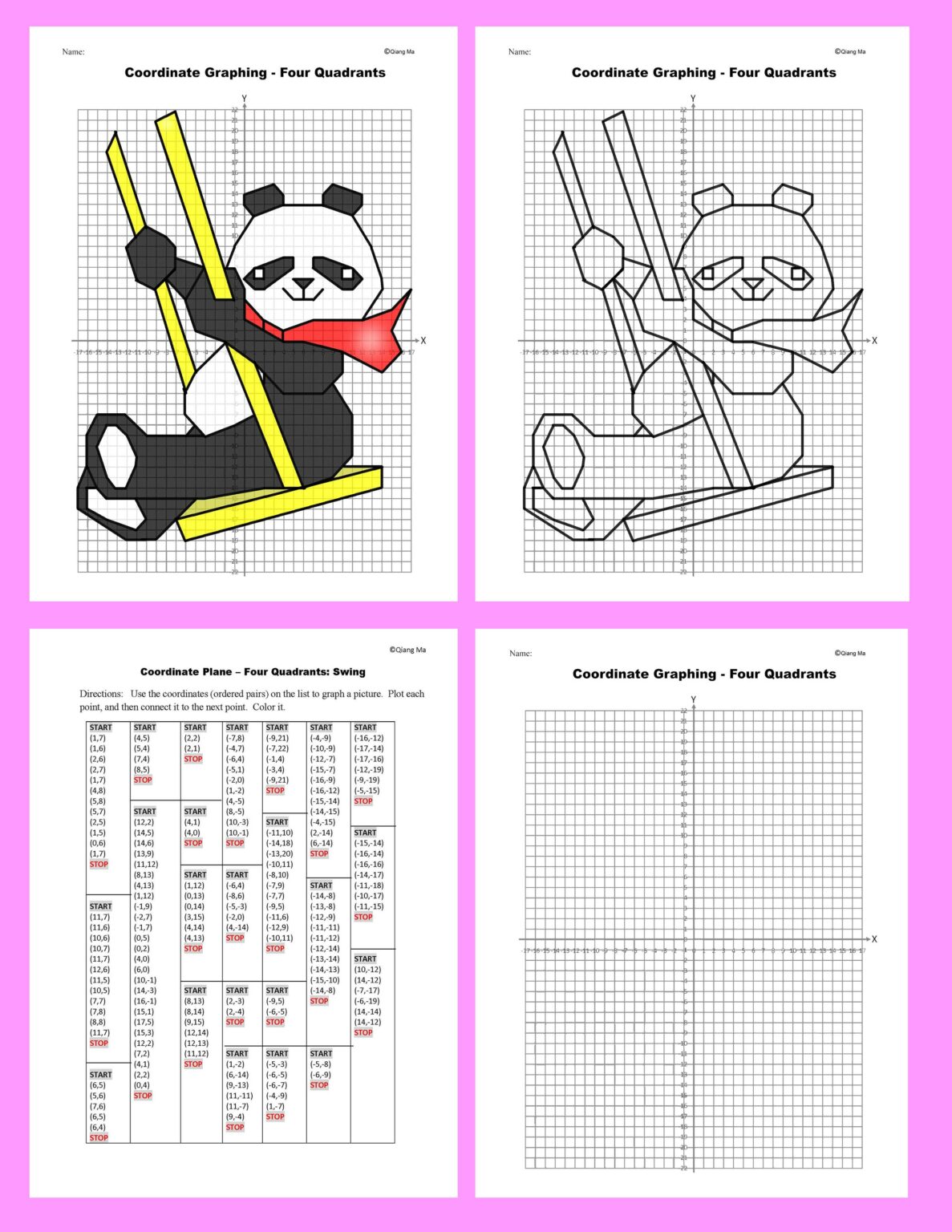 Back to School Coordinate Plane Graphing Picture: Swing | Made By Teachers