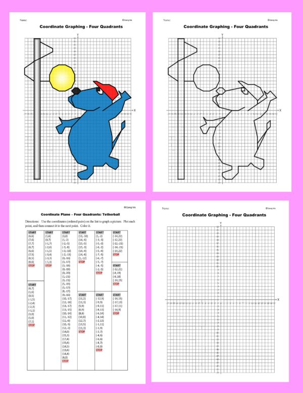 Back to School Coordinate Plane Graphing Picture: Tetherball | Made By ...