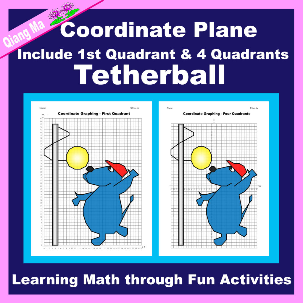 Back to School Coordinate Plane Graphing Picture: Recess Time 4 in 1 ...
