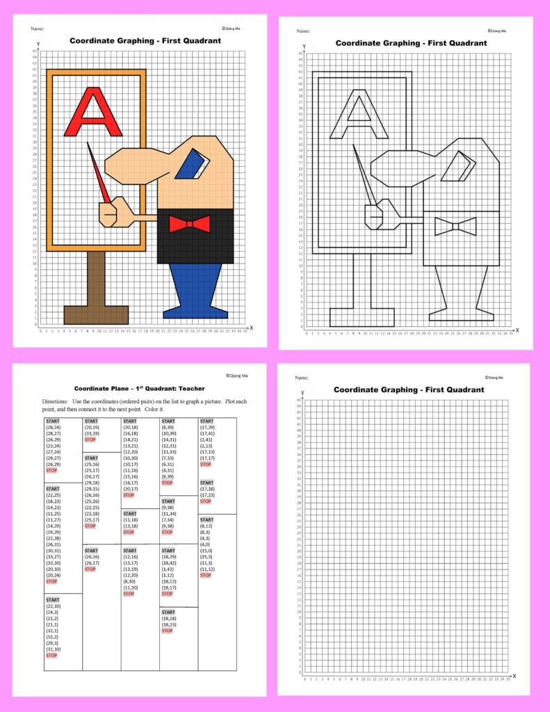 Back to School Monster Coordinate Plane Graphing Picture: Teacher ...