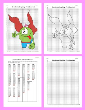 Back to School Monster Coordinate Plane Graphing Picture: Principal ...