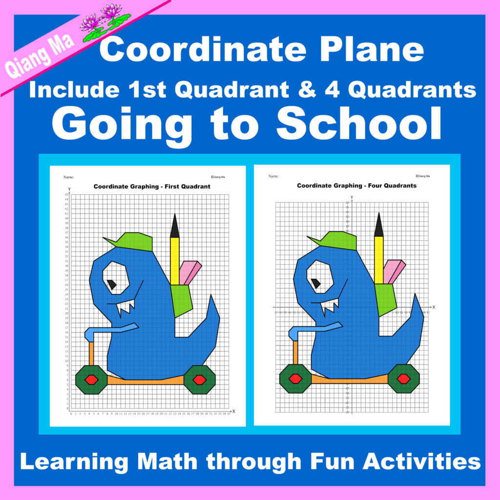 Back To School Monster Coordinate Plane Graphing Picture