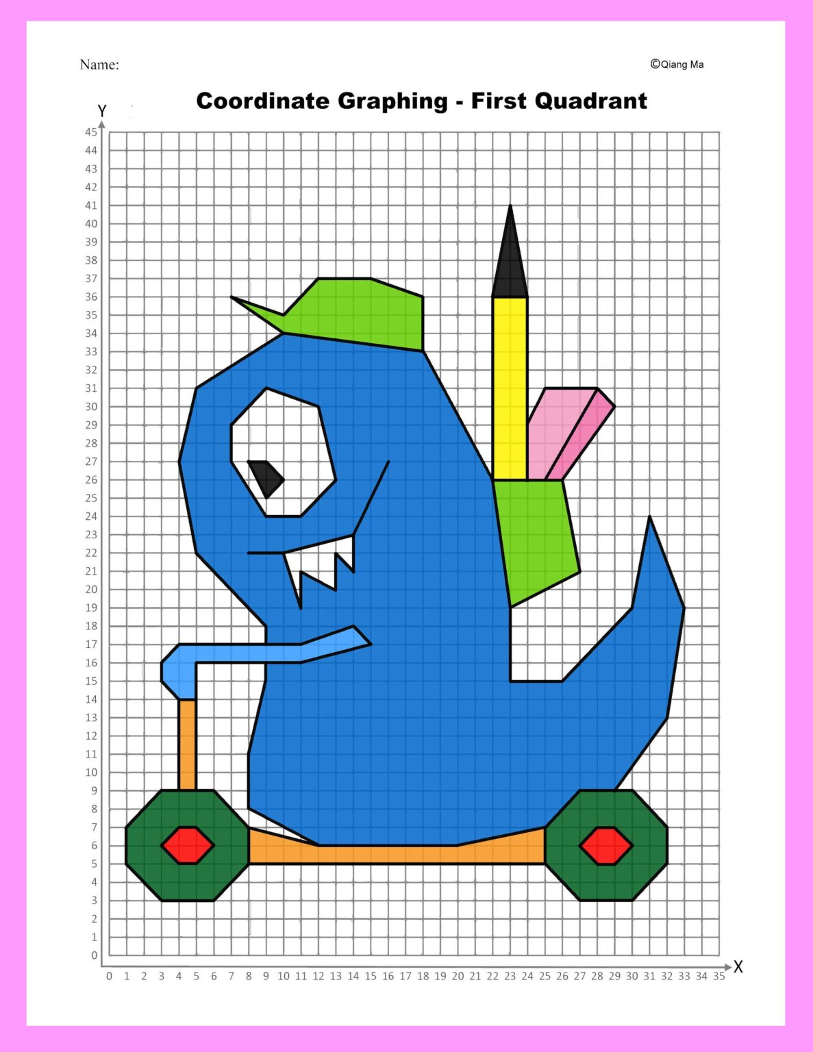 Back to School Monster Coordinate Plane Graphing Picture ...