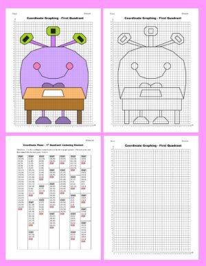 Back to School Monster Coordinate Plane Graphing Picture: Listener ...