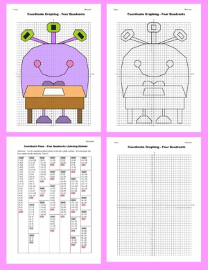 Back to School Monster Coordinate Plane Graphing Picture: Listener ...