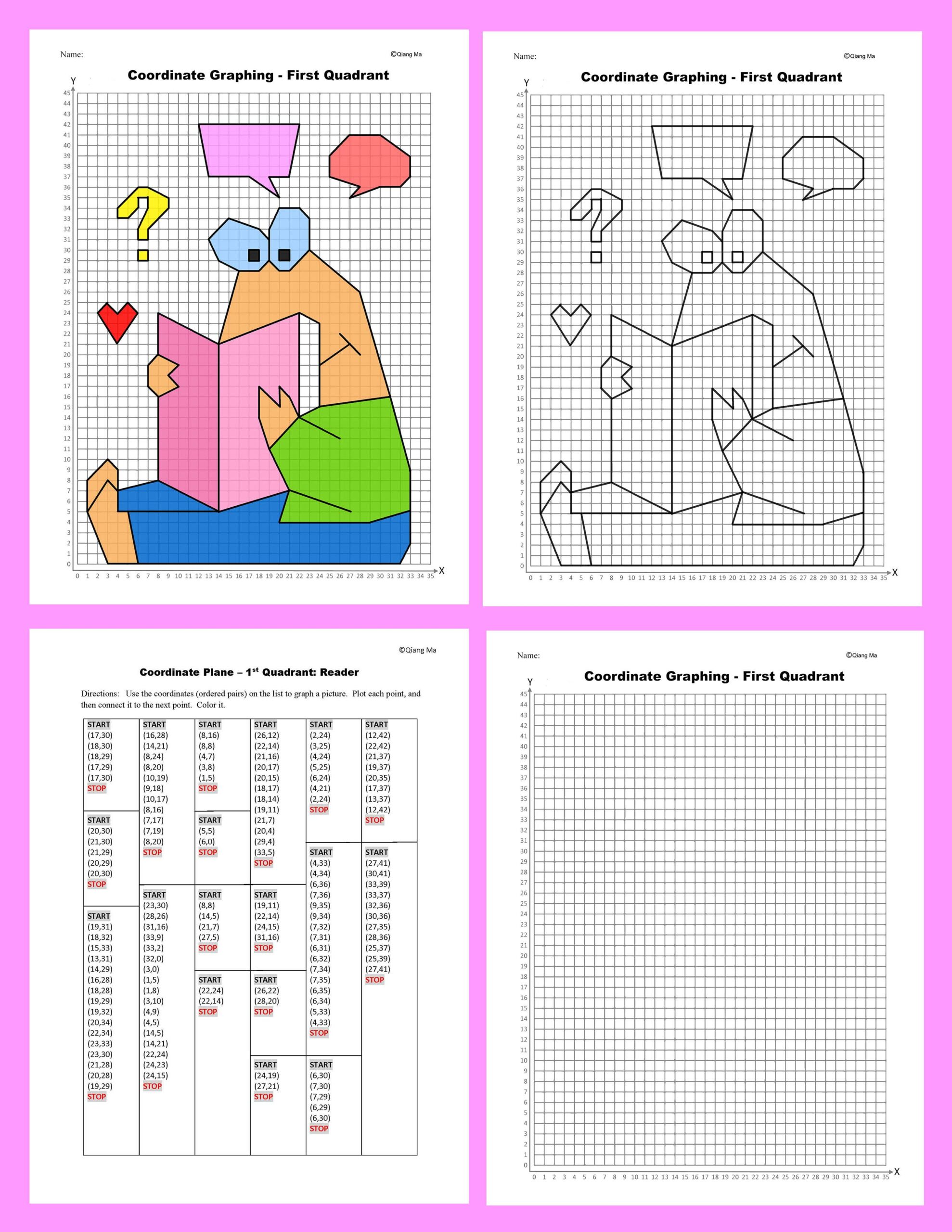 Back to School Monster Coordinate Plane Graphing Picture: Reader | Made ...