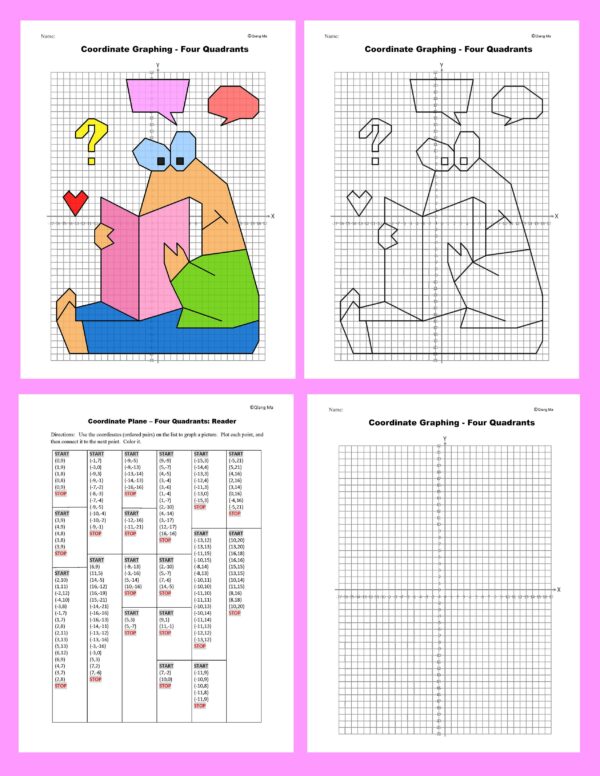Back to School Monster Coordinate Plane Graphing Picture: Reader | Made ...
