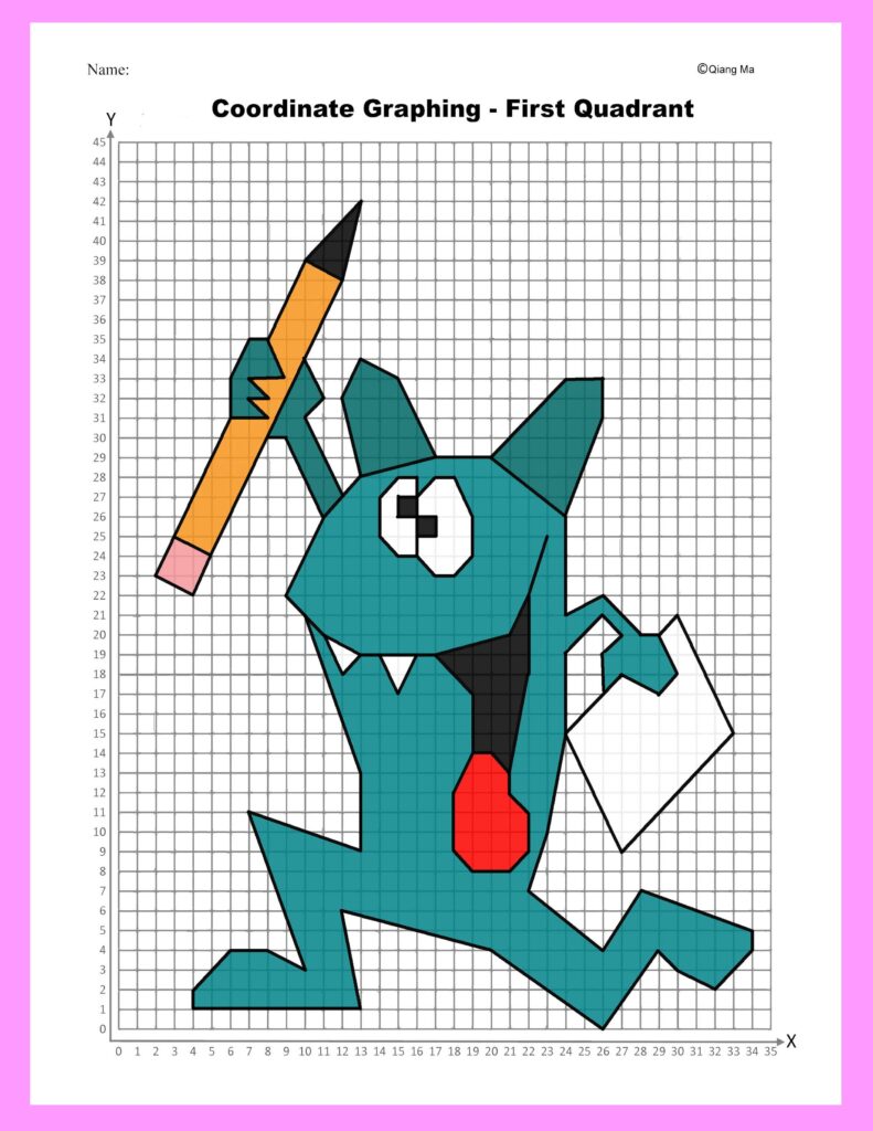 Back to School Monster Coordinate Plane Graphing Picture: Writer | Made ...