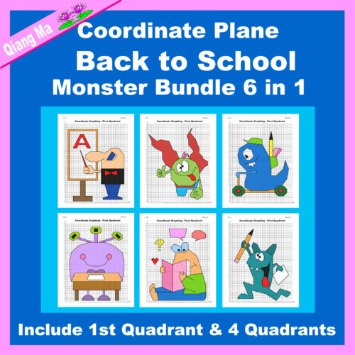 Back to School Coordinate Plane Graphing Picture: Monster 6 in 1 Bundle ...