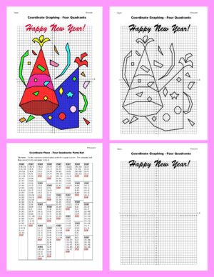 Happy New Year Coordinate Plane Graphing Picture: Party Hat | Made By ...