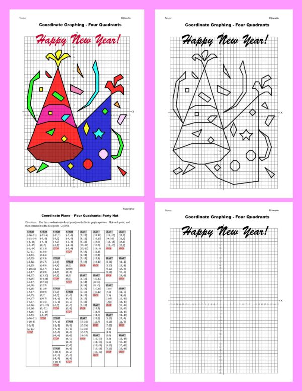 Happy New Year Coordinate Plane Graphing Picture: Party Hat | Made By ...