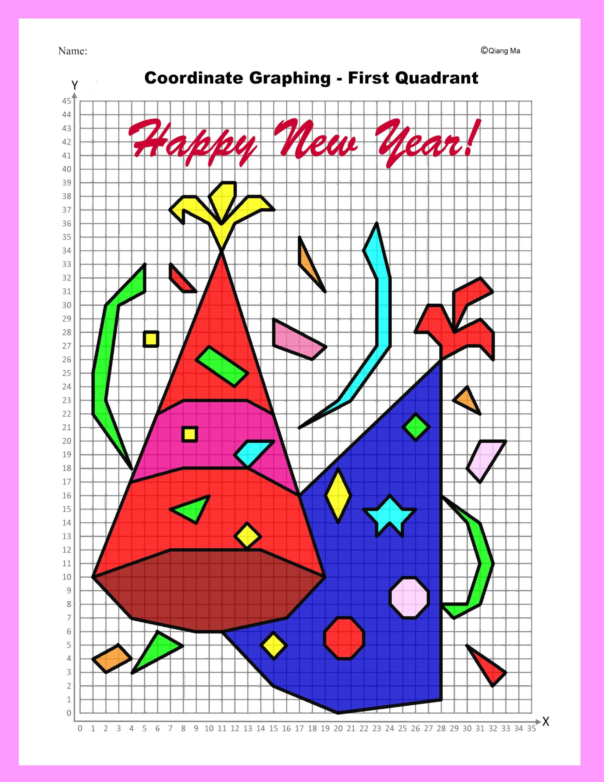Happy New Year Coordinate Plane Graphing Picture: Party Hat | Made By ...