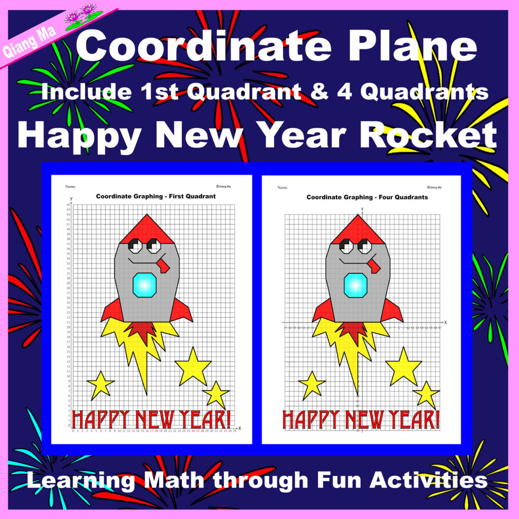 Happy New Year Coordinate Plane Graphing Picture: Rocket | Made By Teachers