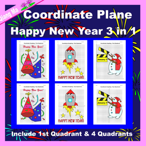 Happy New Year Coordinate Plane Graphing Picture: New Year Bundle 3 in ...