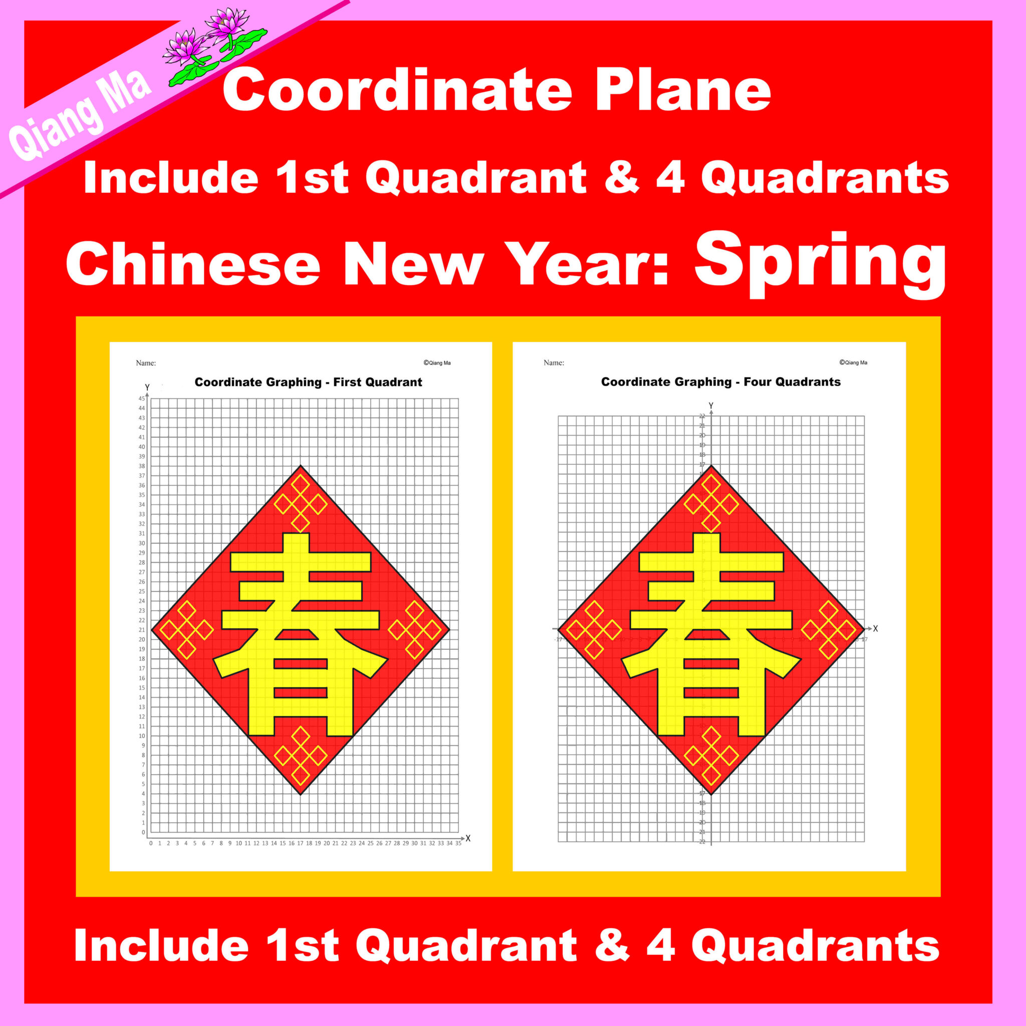 Chinese New Year Coordinate Plane Graphing Picture: Character Spring ...