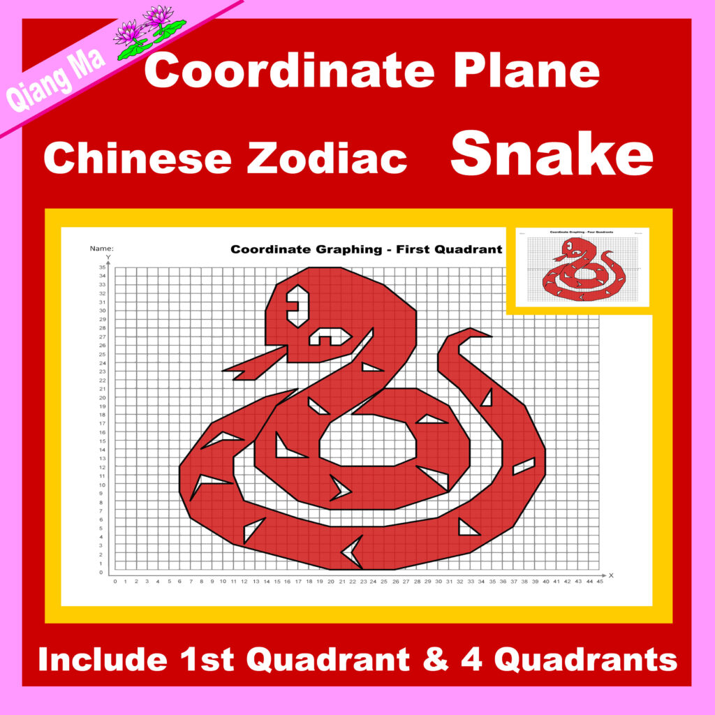 Chinese New Year Coordinate Plane Graphing Picture: Zodiac Snake | Made ...