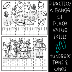 Place Value Worksheets Puzzles, Hundreds Tens and Ones Puzzles - Fall ...
