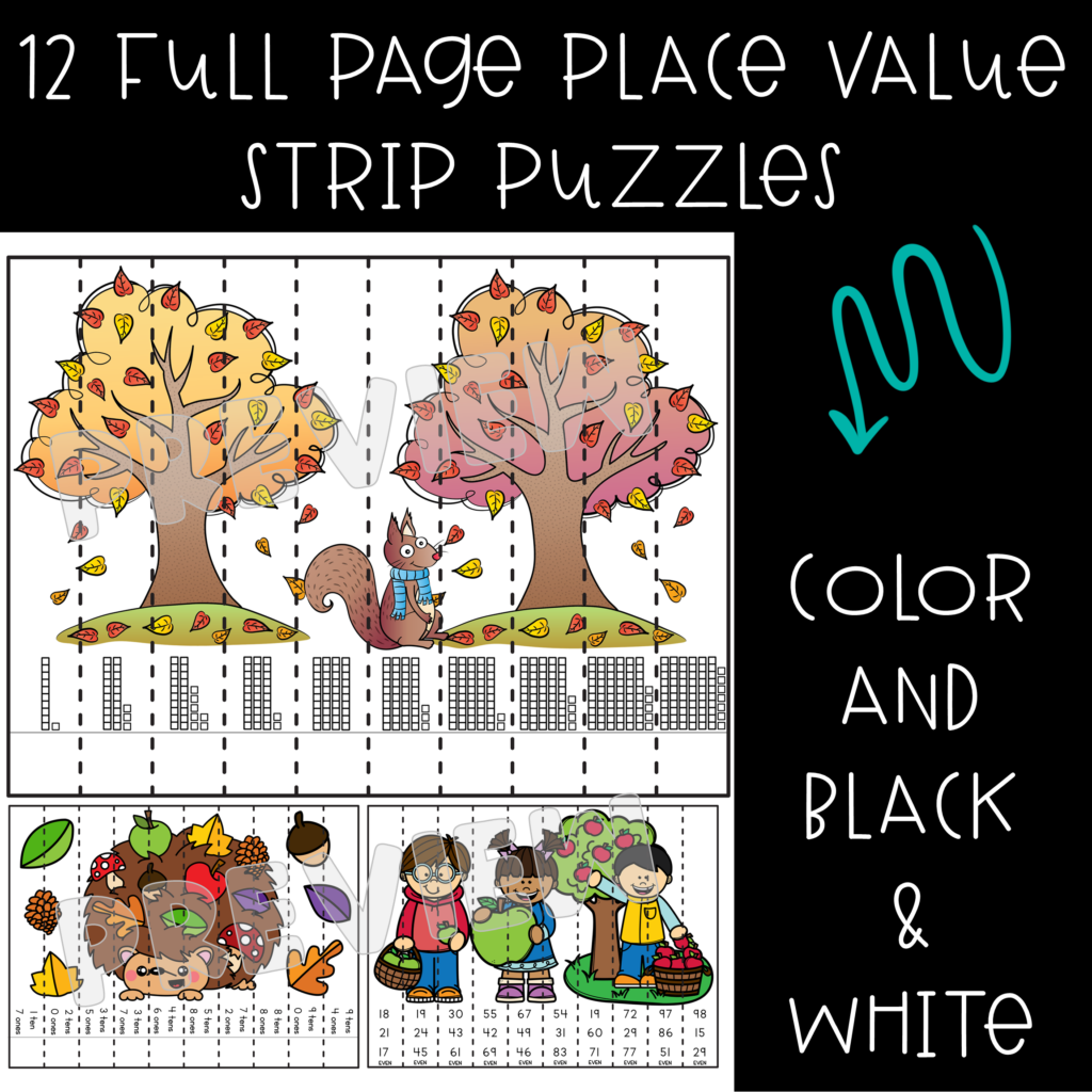 Place Value Worksheets Puzzles, Hundreds Tens and Ones Puzzles - Fall ...