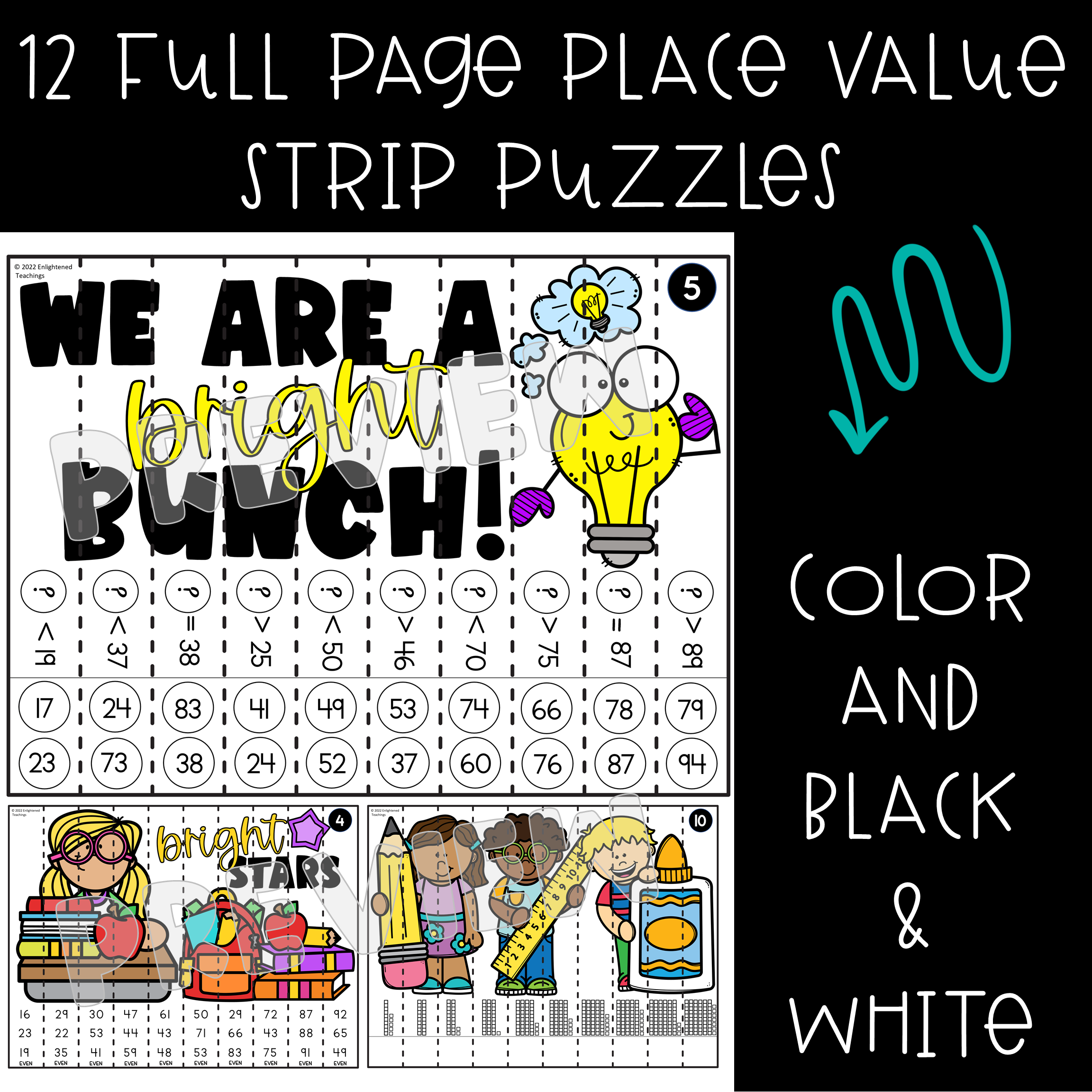 Place Value Worksheets Puzzles Hundreds Tens and Ones - School Theme ...