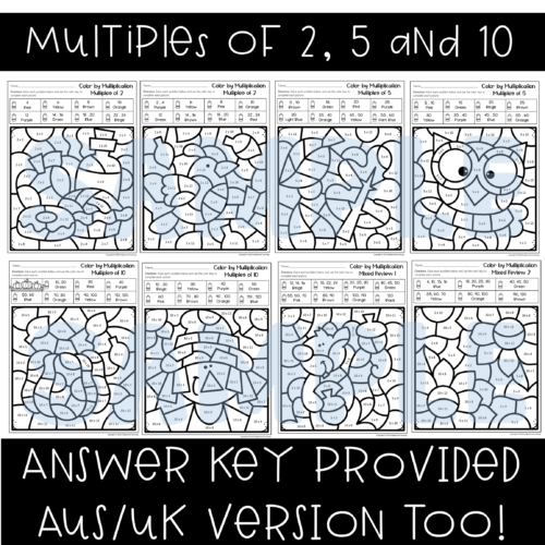 Fall Multiplication Color by Code Number NO PREP Coloring Worksheets ...