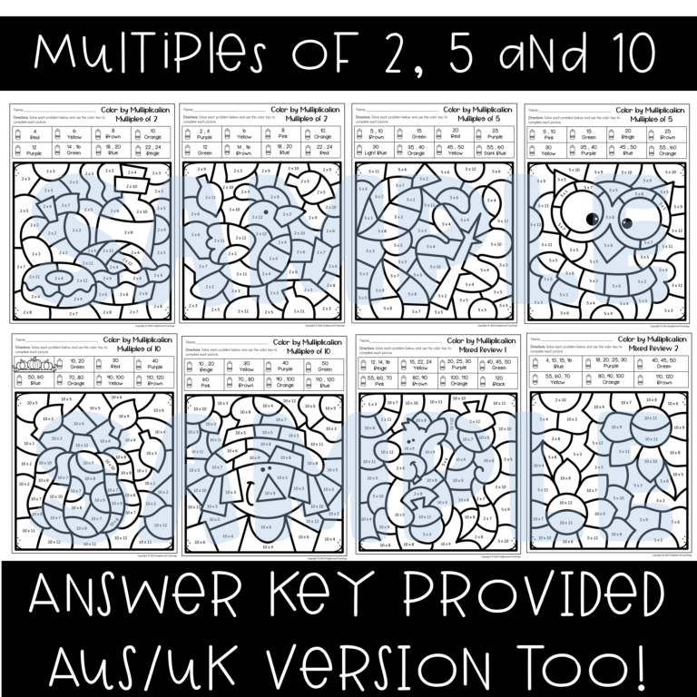 Fall Multiplication Color by Code Number NO PREP Coloring Worksheets ...