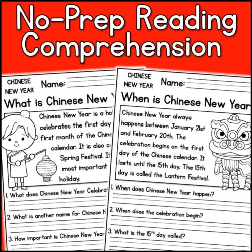 Chinese New Year Holidays Reading Comprehension Passages K-2 | Made By ...