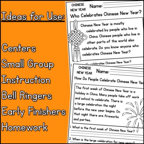 Chinese New Year Holidays Reading Comprehension Passages K-2 - Made By ...